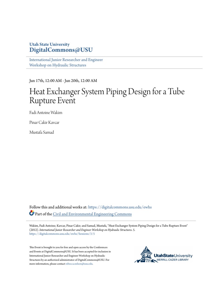 Heat Exchanger System Piping Design For A Tube Rupture Event | PDF ...