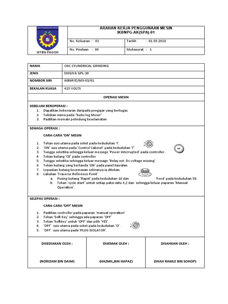 SOP Mesin CNC CYLINDRICAL GRINDING 1 | PDF