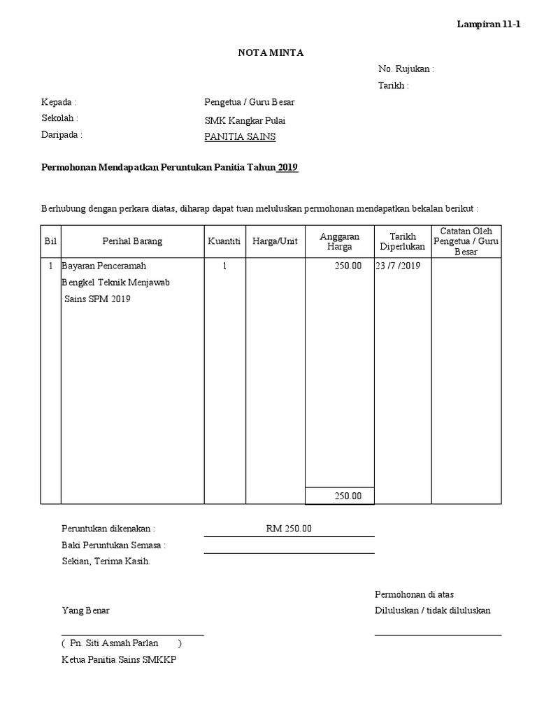 Borang Nota Minta Penceramah | PDF