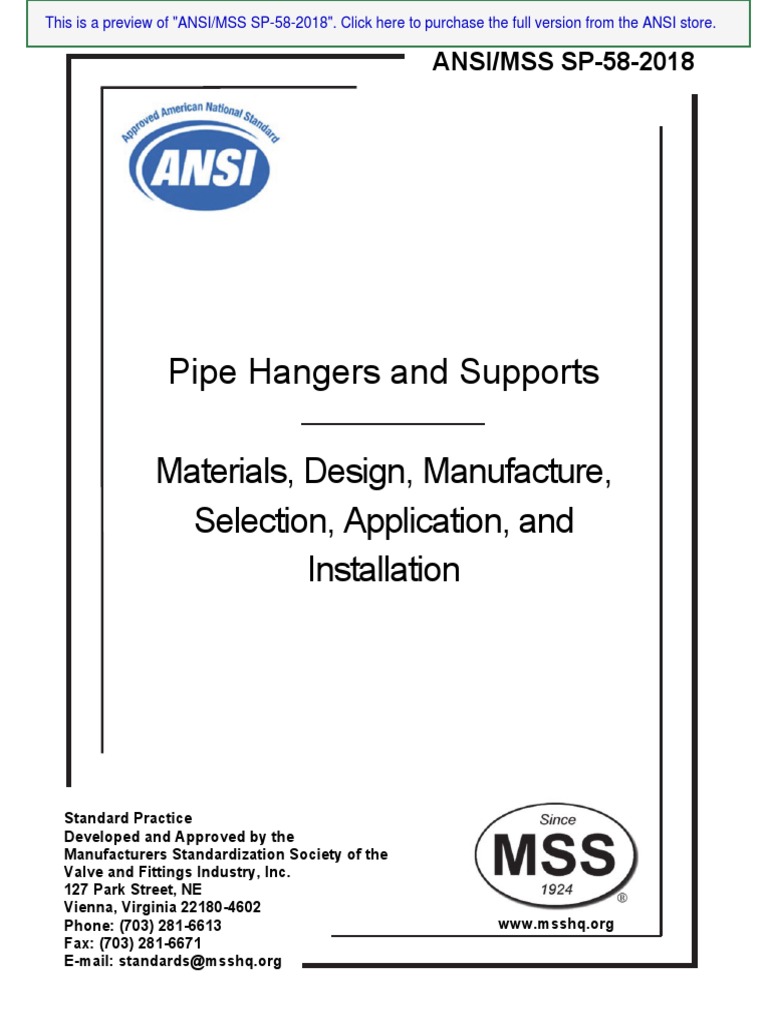 Pipe Hangers and Supports Materials, Design, Manufacture, Selection ...