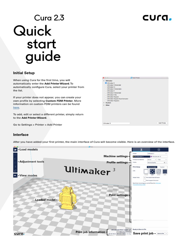 Cura Quick Start Guide PDF | PDF | Printer (Computing) | Media Technology