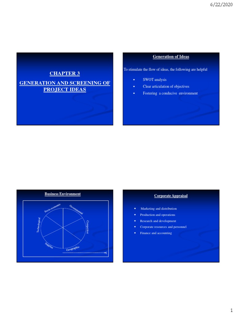 Generation and Screening of Project Ideas | PDF | Economic Growth | Net ...