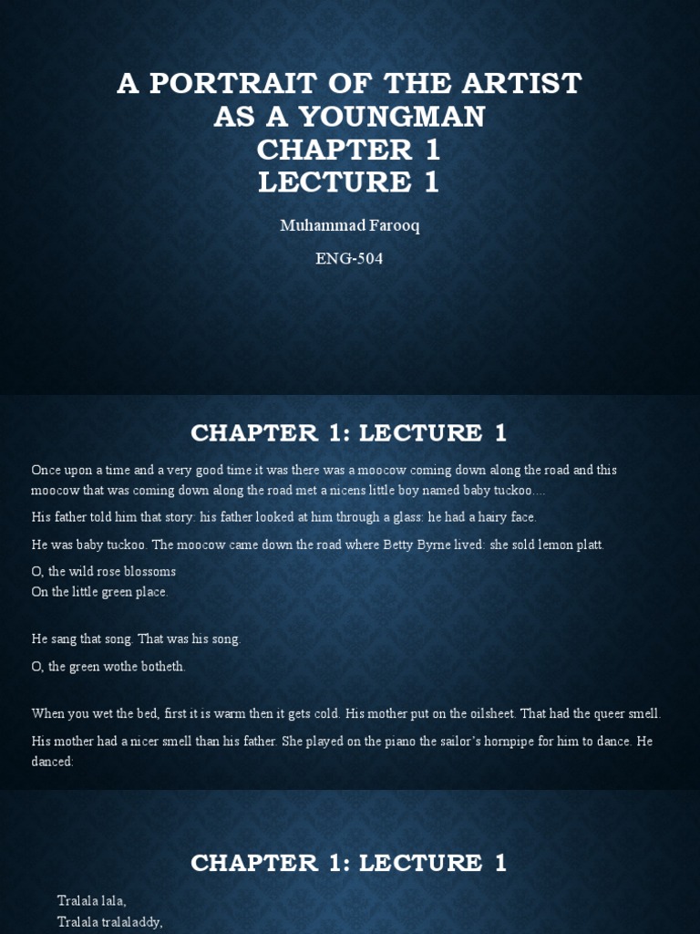 A Portrait of The Artist As A Youngman Lecture 1 | PDF
