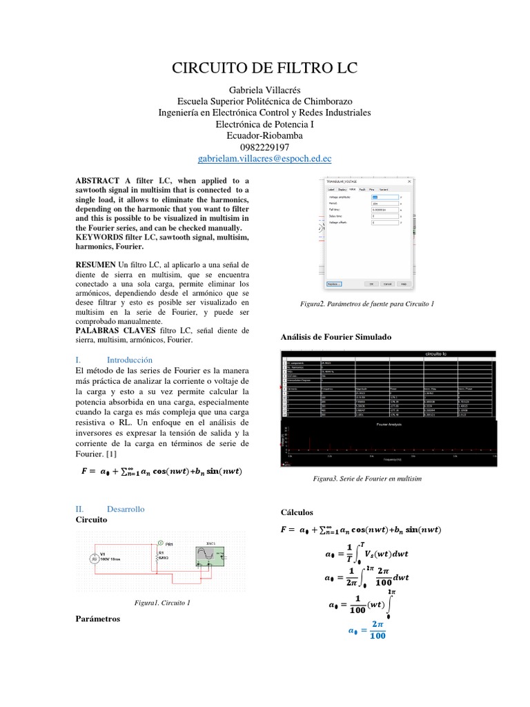 Circuito de Filtro LC | PDF | Inductor | Filtro electronico