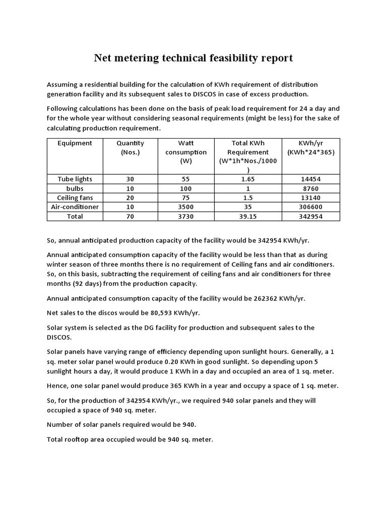 Net Metering Technical Feasibility Report | PDF
