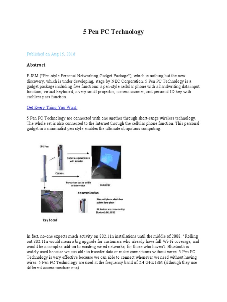 5 Pen PC Technology | PDF | Wi Fi | Personal Computers