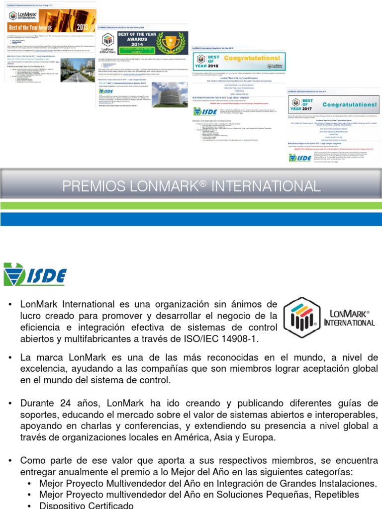 Premios LONMARK International - ISDE | PDF | Uso eficiente de energía | Red de computadoras