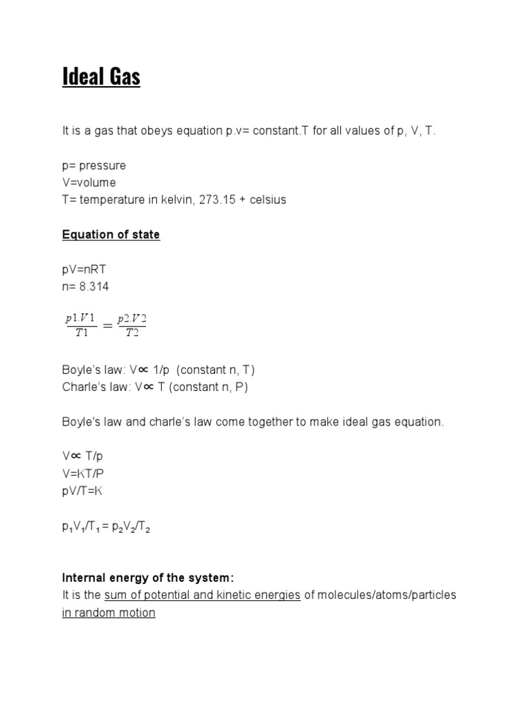 Ideal Gas: Equation of State | Download Free PDF | Gases | Physics