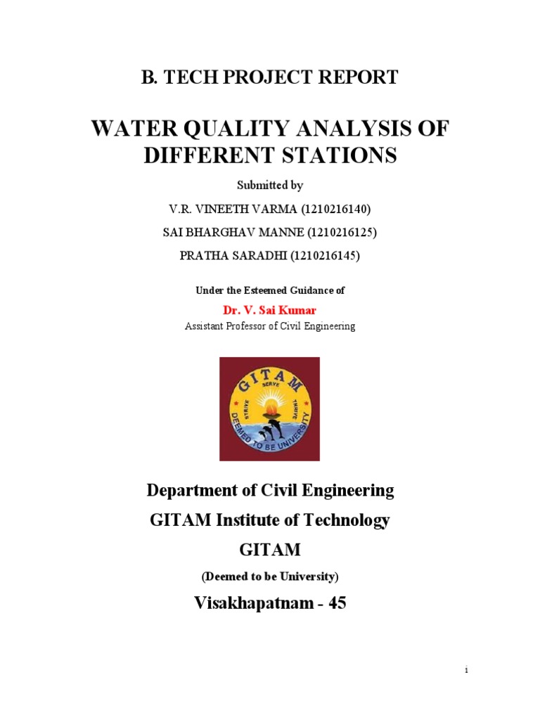 Water Quality Analysis of Different Stations: B. Tech Project Report ...