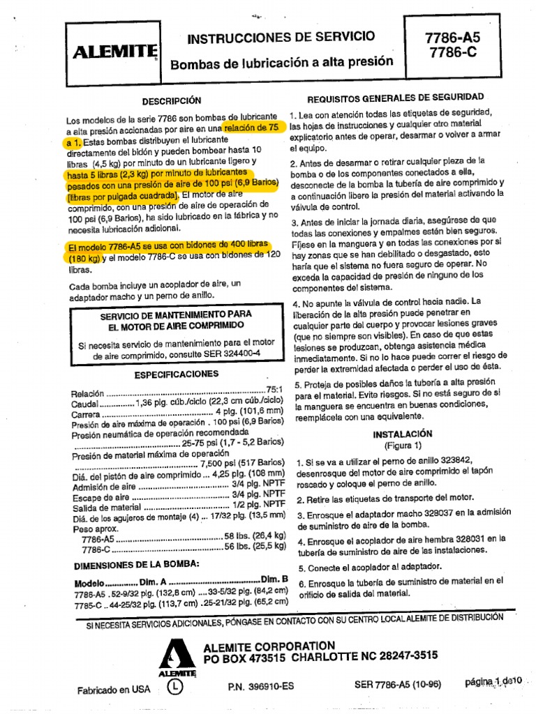 ALEMITE - Bomba 7786-A5 | PDF