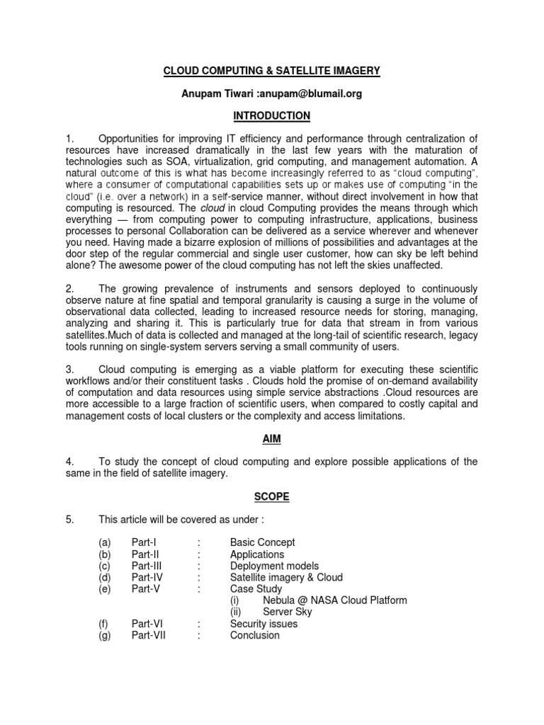 Cloud Computing in Satellite Imagery | PDF | Software As A Service ...