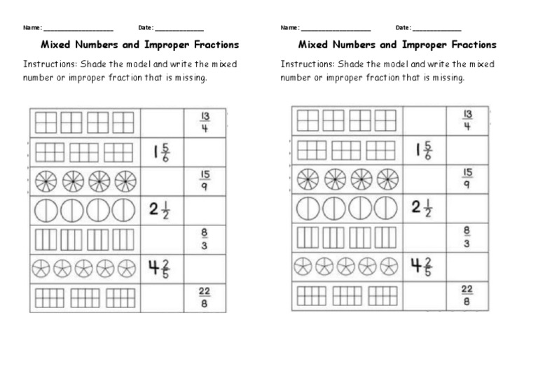 Visualising Mixed and Improper Fractions | PDF
