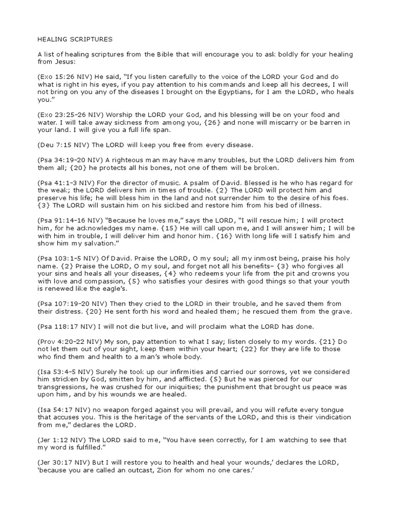 Healing Scriptures List | PDF | Acts Of The Apostles | Jesus