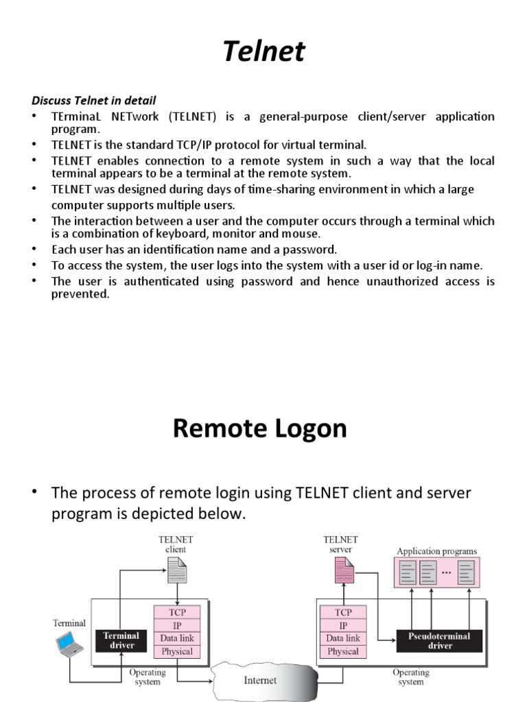 Telnet: Discuss Telnet in Detail | PDF | File Transfer Protocol ...
