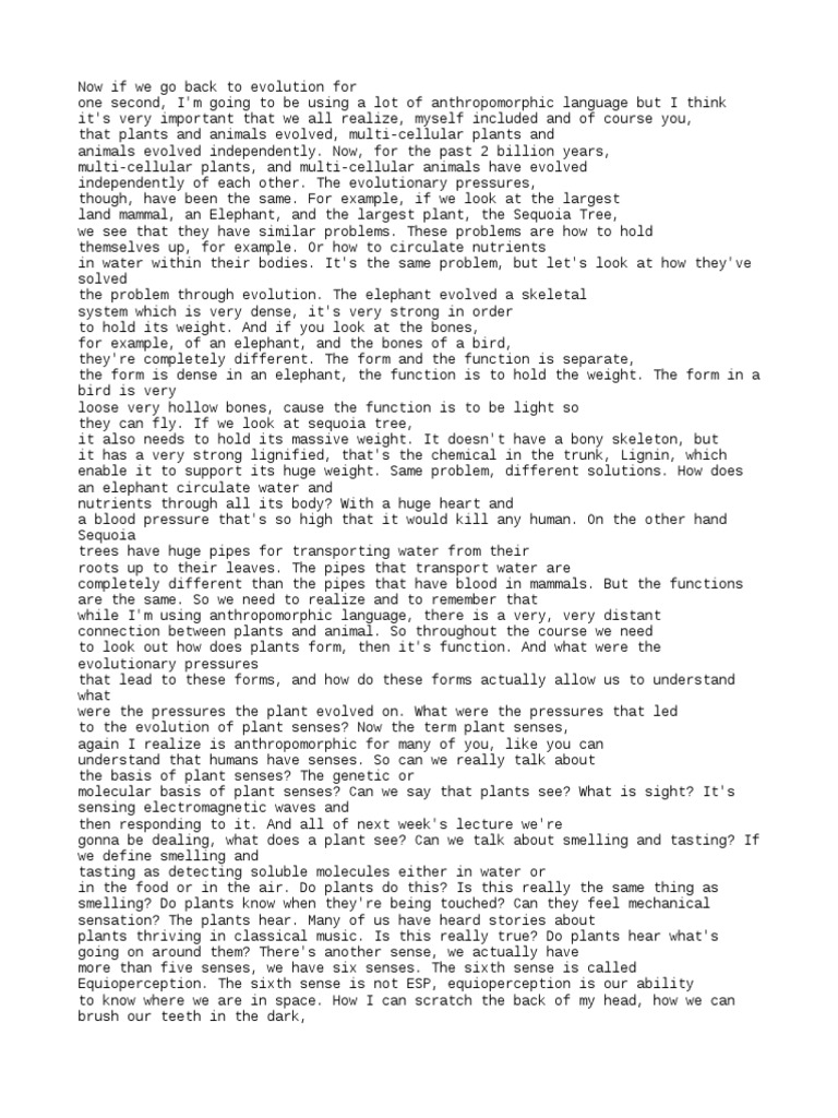 1.7 The Evolution of Plant Structure and Senses | PDF | Senses | Evolution