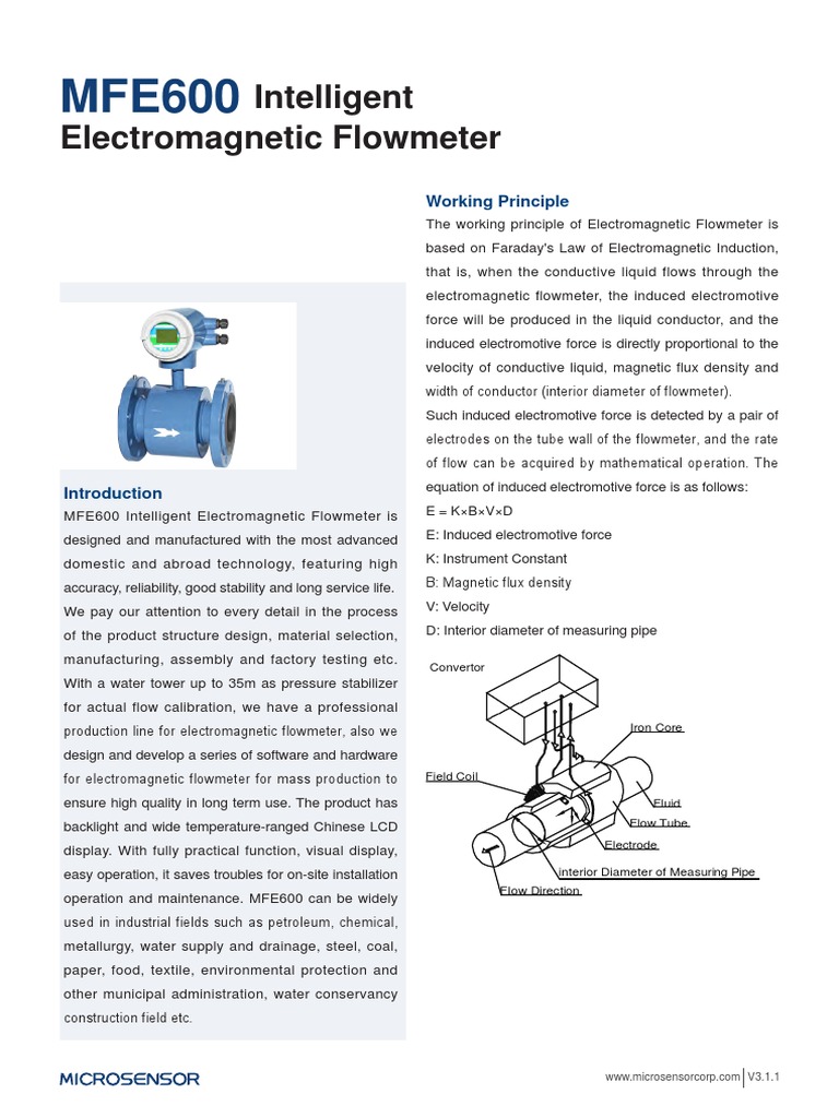 Intelligent Electromagnetic Flowmeter: Working Principle | PDF | Flow ...