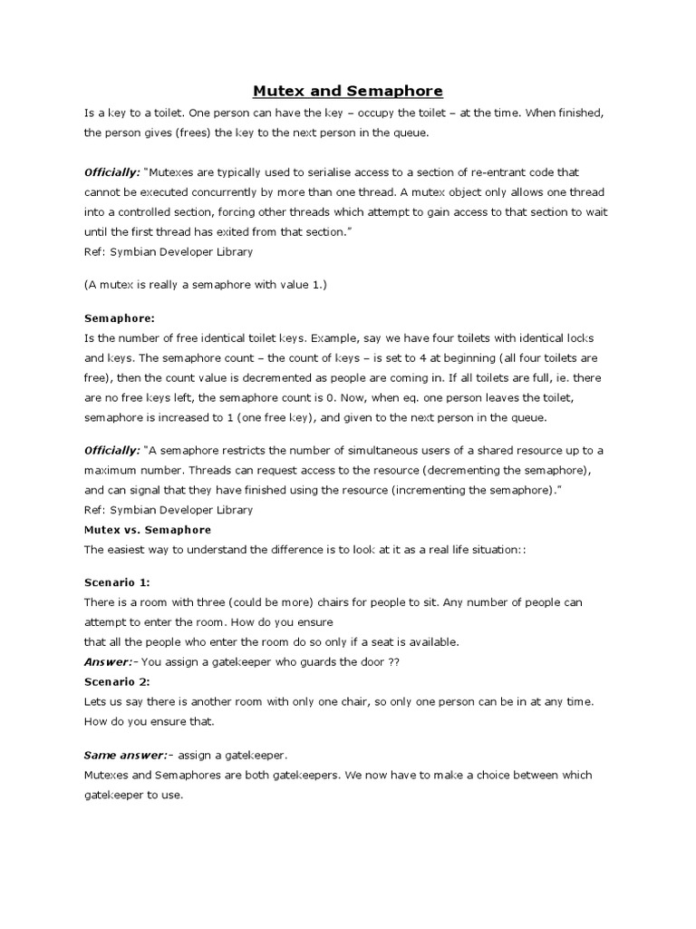 Mutex and Semaphore | PDF | Thread (Computing) | Software Engineering