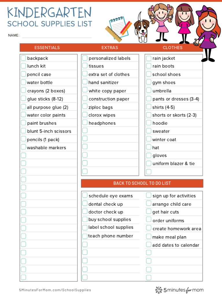 School Supplies List Printable Checklists For All Grades | PDF | Pencil ...