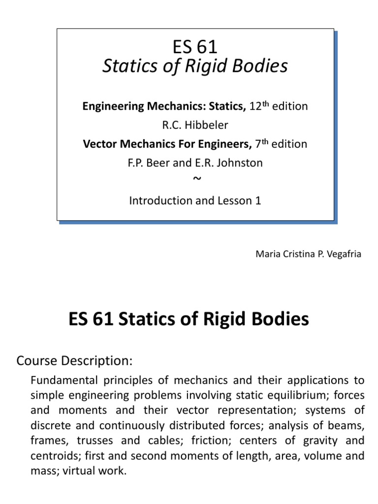 ES 61 Introduction and Lesson 1 | PDF | Force | Euclidean Vector