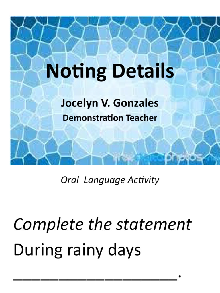 Grade 4 PPT - English - Q2 - Noting Details Demo | PDF | Question | Cloud