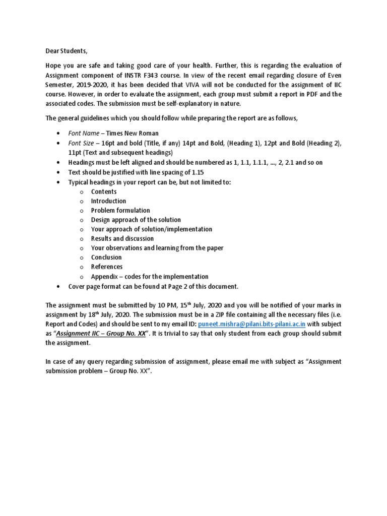 Font Name - Times New Roman Font Size - 16pt and Bold (Title, If Any ...