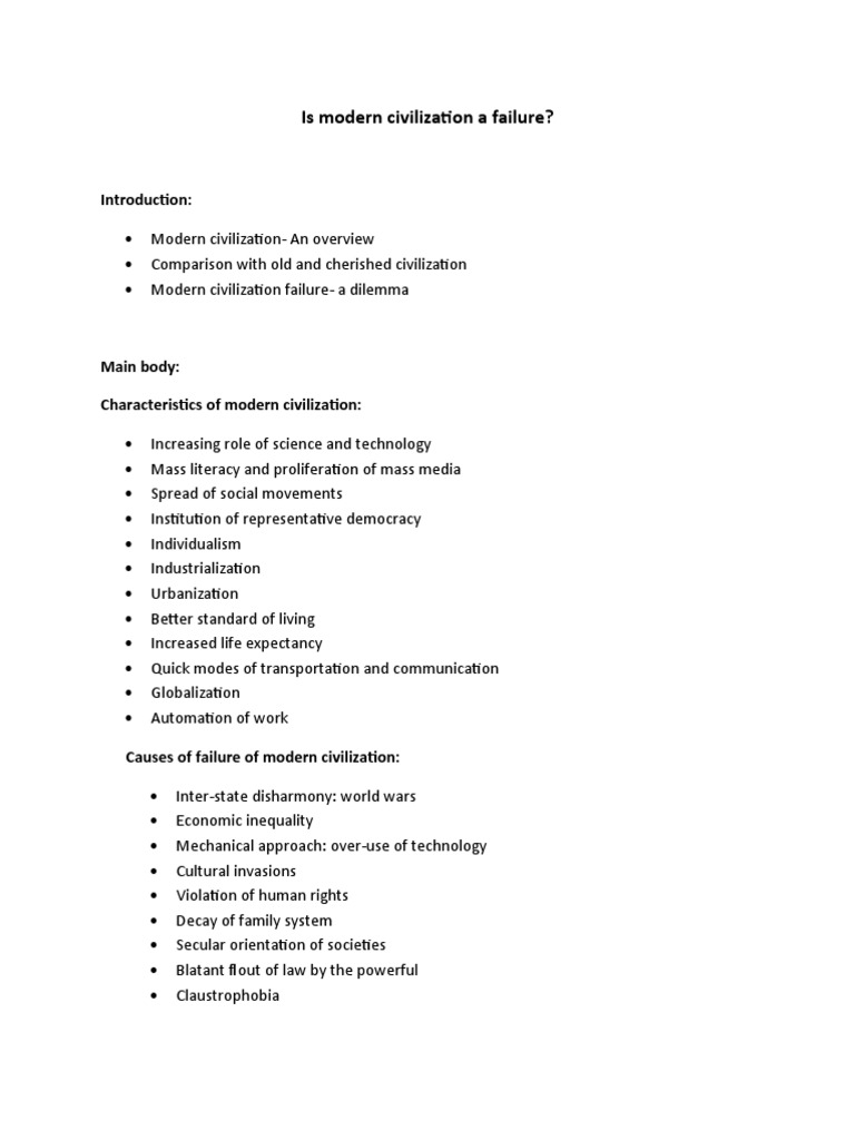 Modern Civilization: Successes and Failures | PDF | Social Movements ...