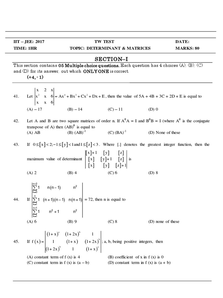 21.determinants & Matrices PDF | PDF | Determinant | Matrix (Mathematics)