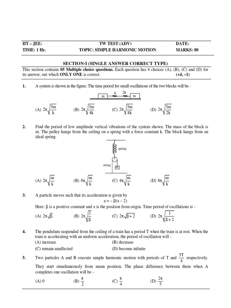 Analysis of Simple Harmonic Motion Based on a Multiple Choice Test ...