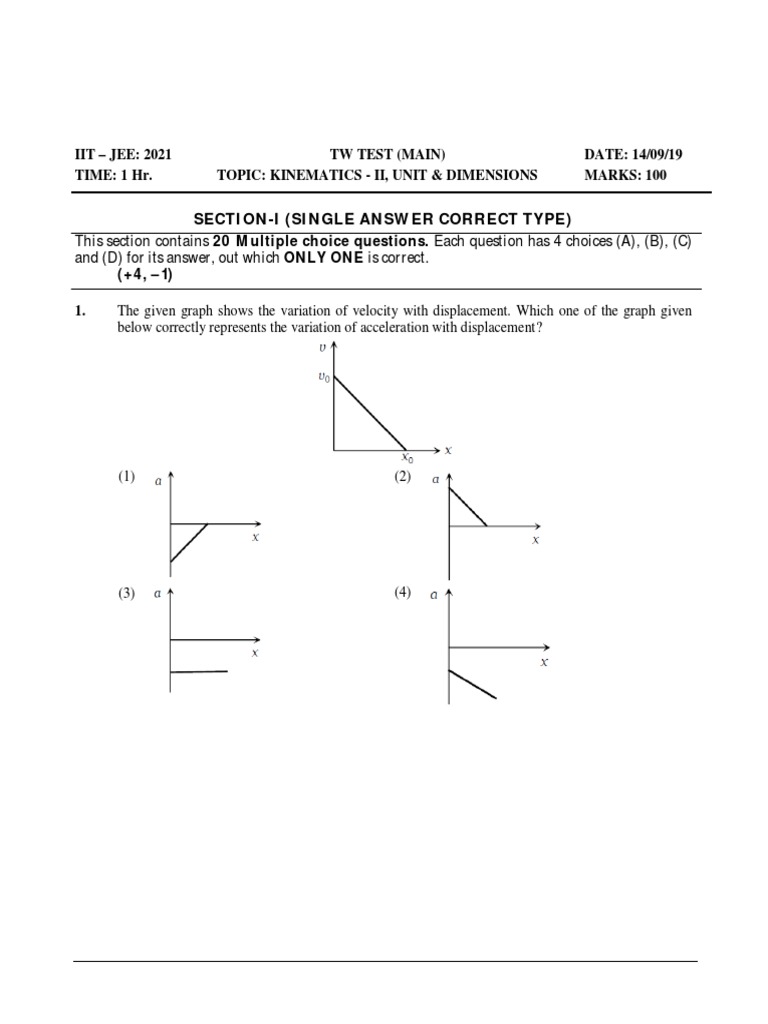 Analyzing Kinematics Concepts Through Multiple Choice Questions | PDF ...