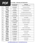 99 Names of Allah with Meanings | PDF | Conceptions Of God | Monotheism