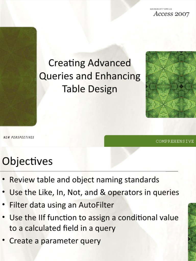 Creating Advanced Queries and Enhancing Table Design | PDF | Table (Database) | Databases