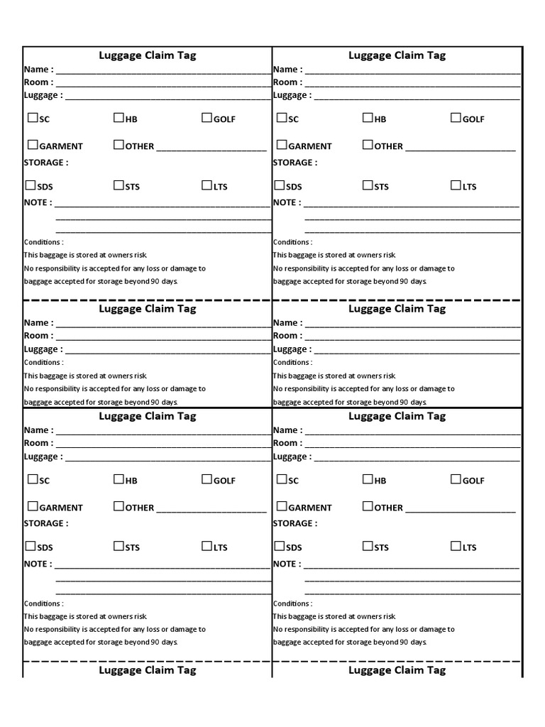Luggage Claim Tag Luggage Claim Tag | PDF | Baggage | Domestic Implements