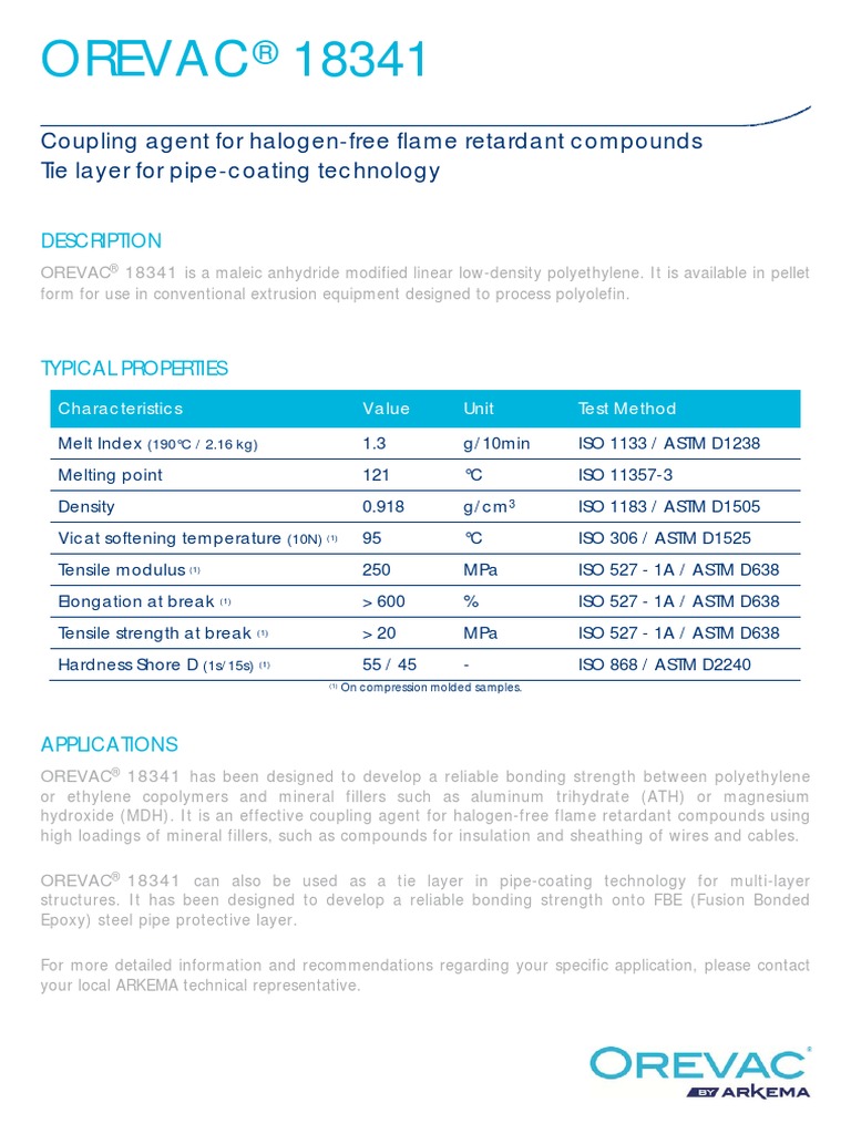 TDS OREVAC® 18341 v02.2015 | PDF | Extrusion | Polyethylene