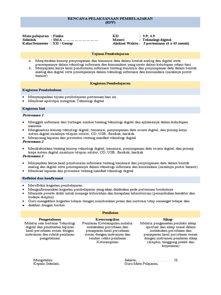 RPP Teknologi Digital | PDF | Karier & Perkembangan