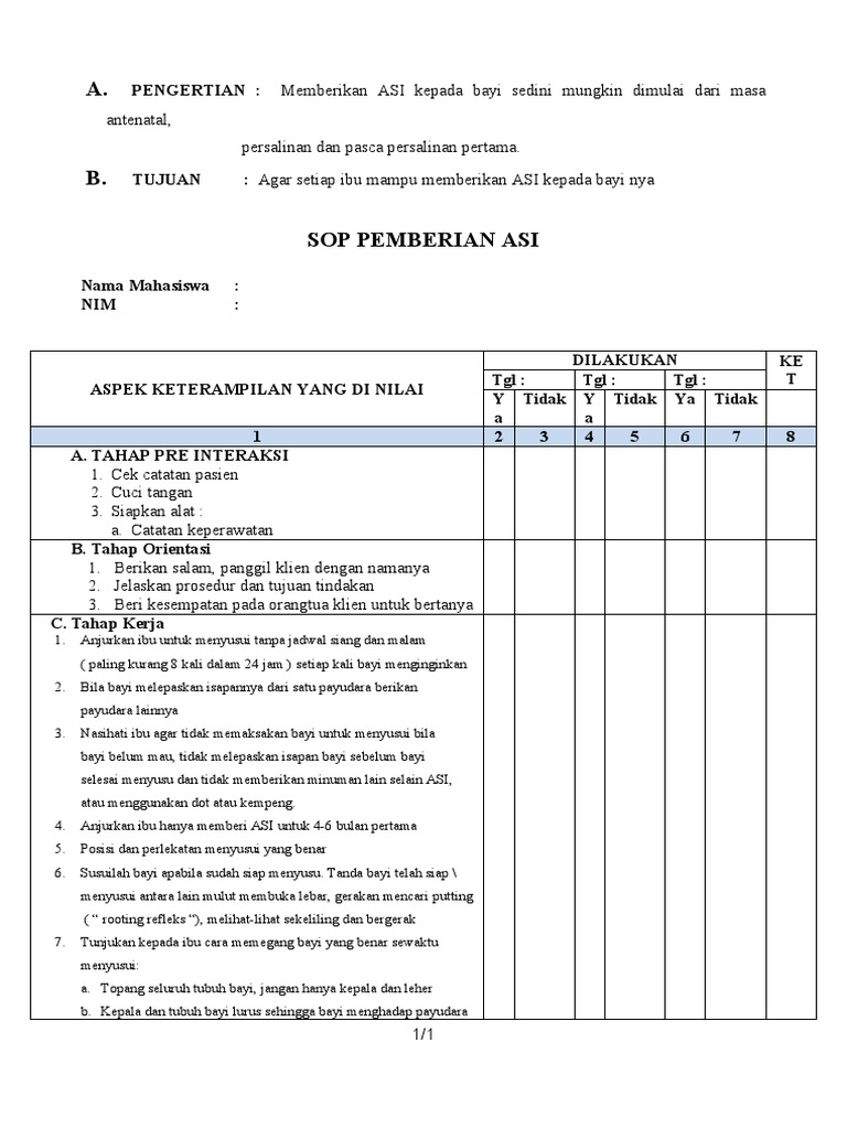 SOP Pemberian ASI | PDF