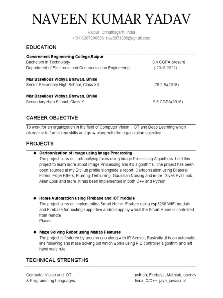 Naveen Kumar Yadav | PDF | Internet Of Things | Computer Vision