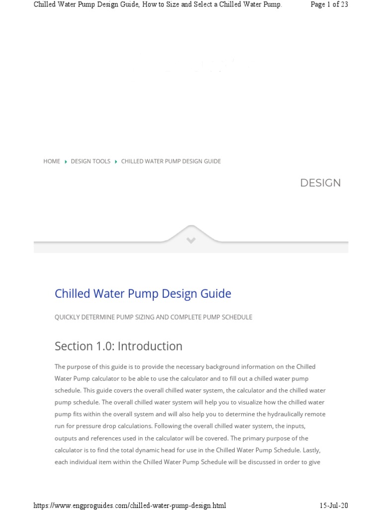 Chilled Water Pump Design Guide: Section 1.0: Introduction | Download ...