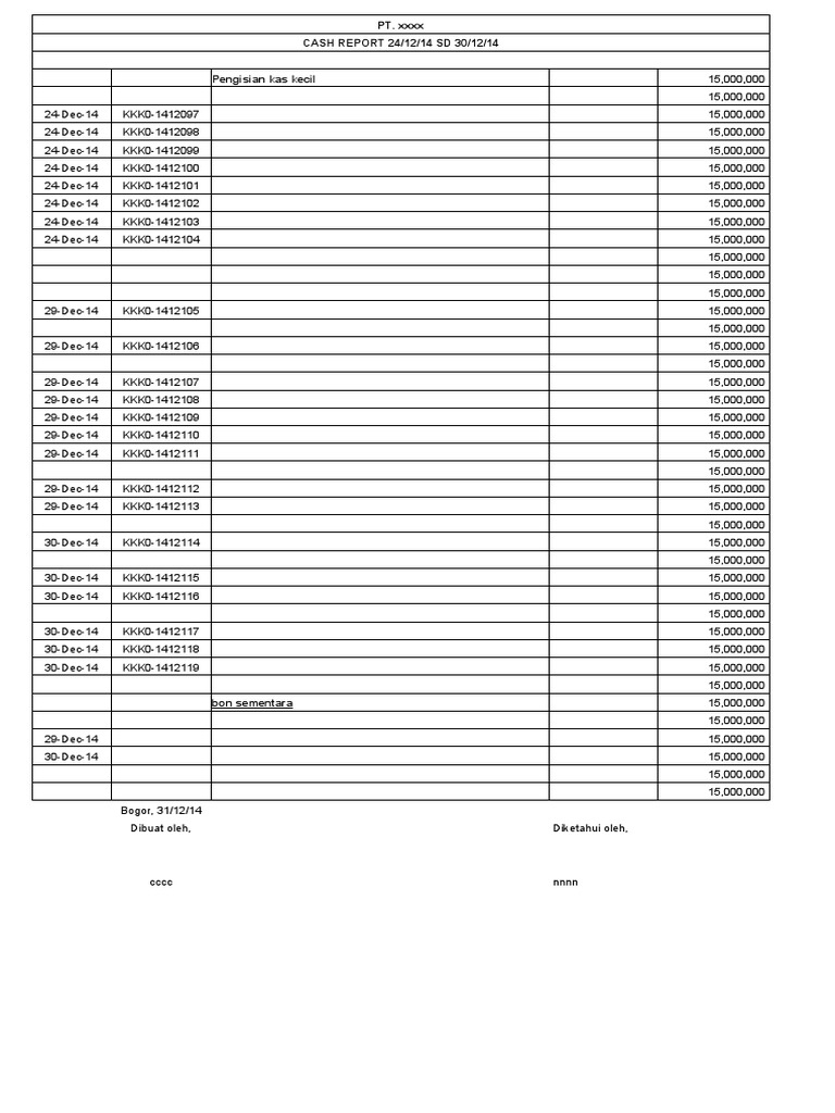 Form Cash Opname | PDF
