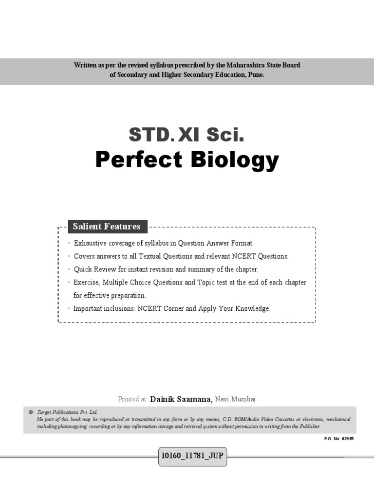 STD 11th Science Perfect Biology Maharashtra Board PDF | PDF | Taxonomy (Biology) | Organisms
