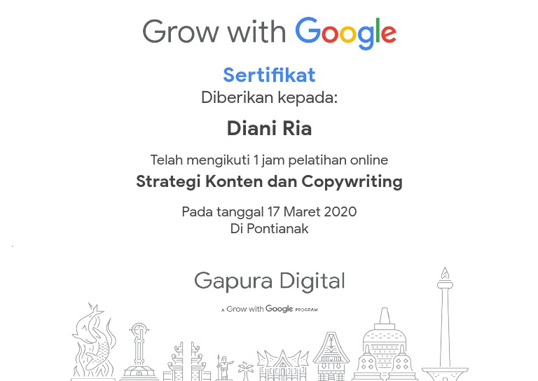 Diani Ria Certificate Gapura Digital | PDF