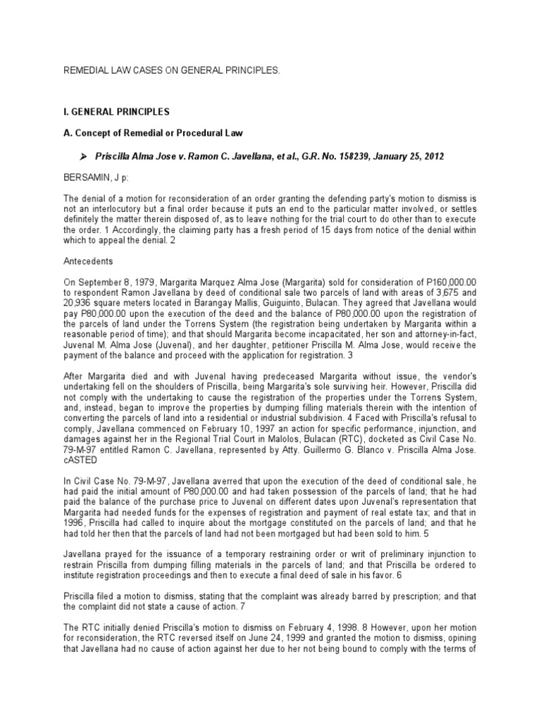 Remedial Law Cases On General Principles | PDF | Lawsuit | Judgment (Law)