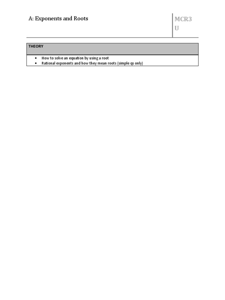 A Exponents and Roots | PDF