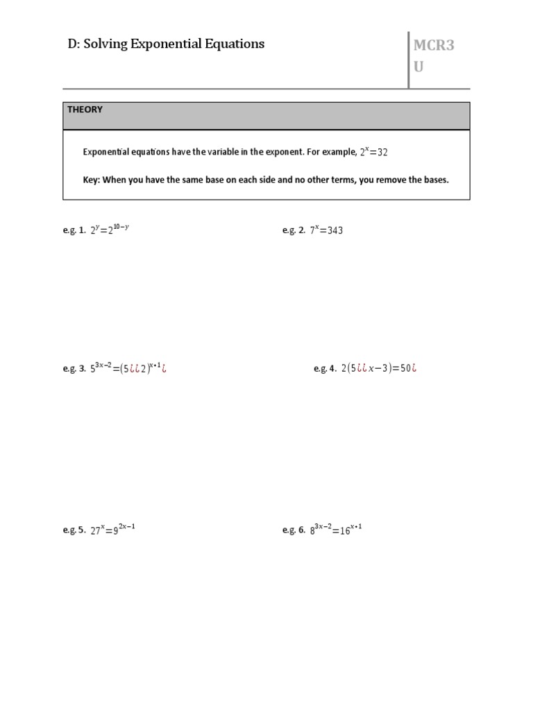 D Exponential Equations | PDF