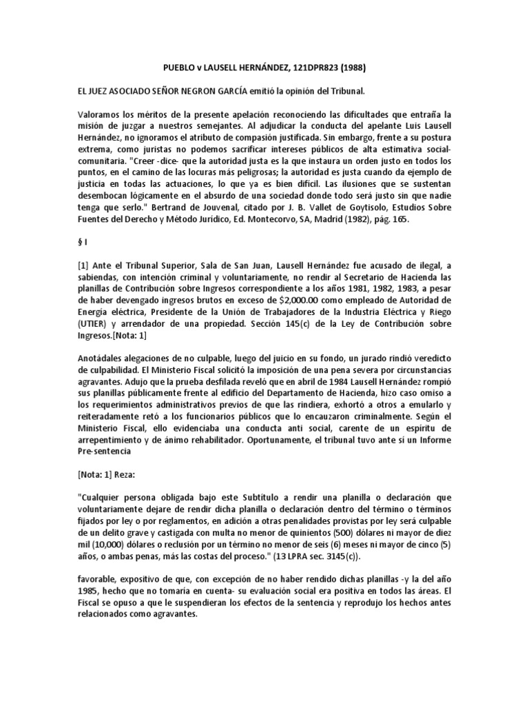 Lausell Hernández: Caso de Evasión Fiscal | PDF | Puerto Rico | Violación