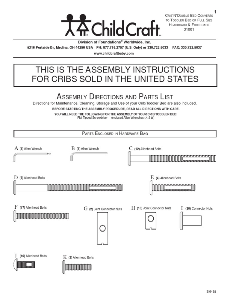 ChildCraft Crib'N'Double Bed | PDF | Nut (Hardware) | Screw