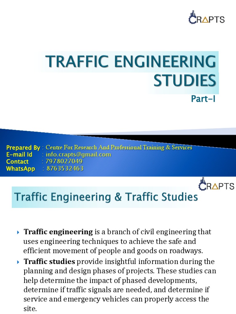 Traffic Engineering Studies Part-1 | PDF | Traffic | Transport