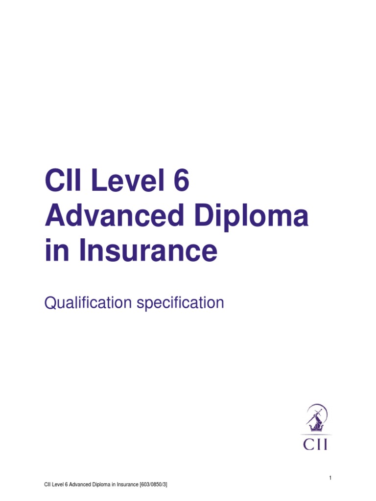 CII Level 6 Advanced Diploma in Insurance: Qualification Specification ...