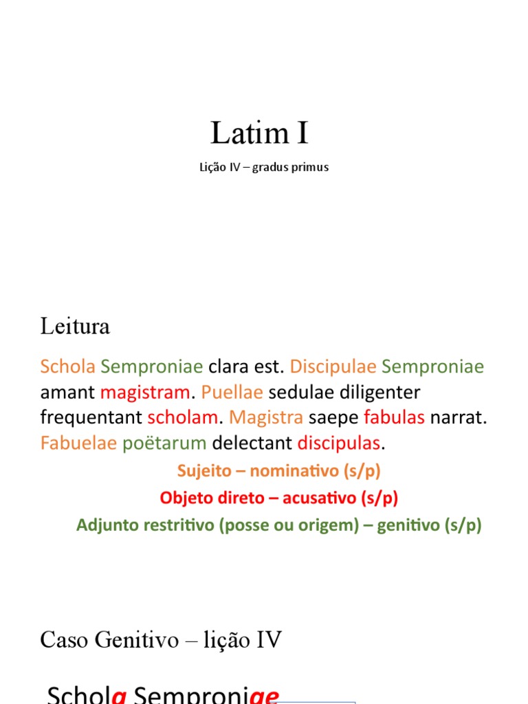 Leitura em Latim: Lição IV | PDF | Assunto (gramática) | Latim