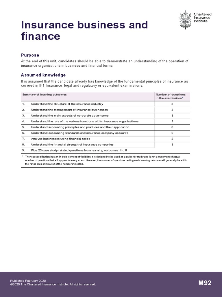 Insurance Business and Finance: Purpose | PDF | Insurance | Financial Ratio