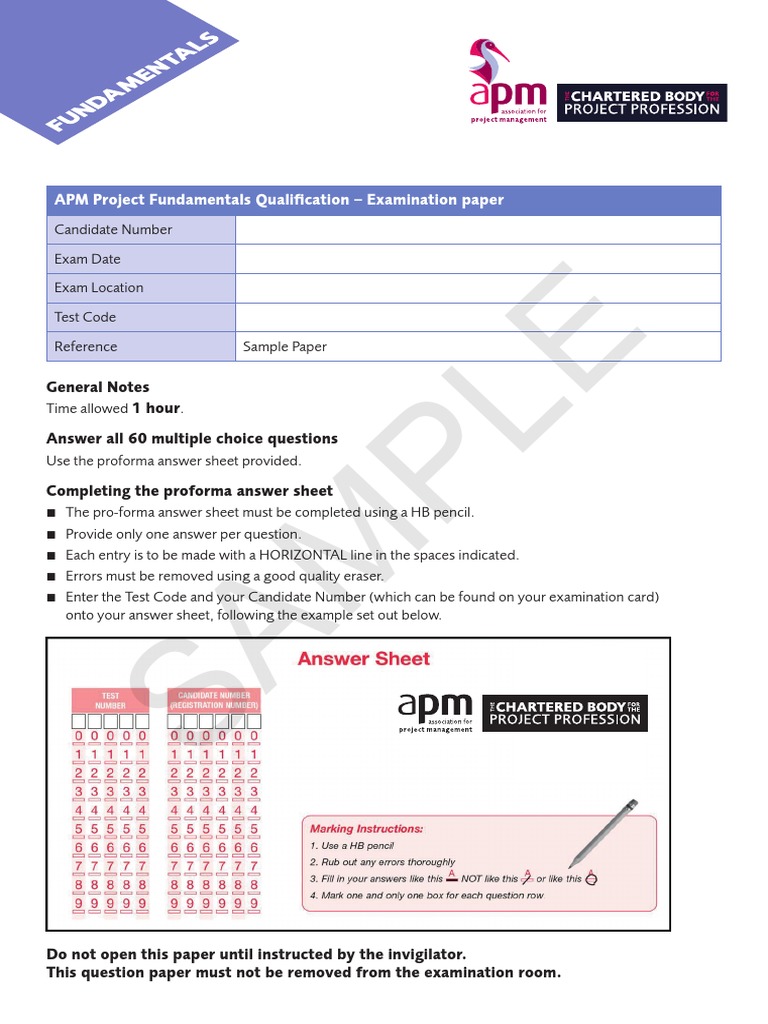 Apm Body of Knowledge 7th Edition PFQ Sample Exam Paper Digital | PDF ...